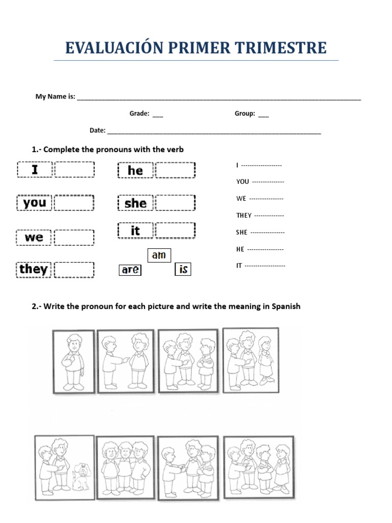 Evaluación de Pronombres y Verbos | PDF