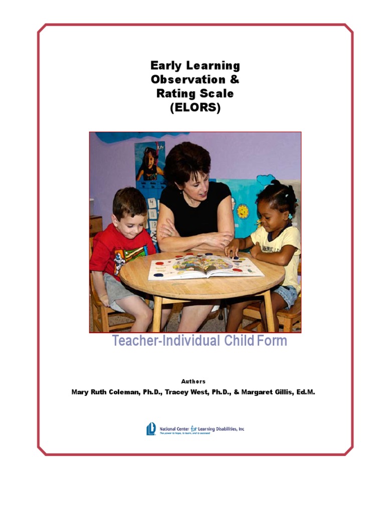 Teacher-Individual Child Form: Early Learning Observation & Rating ...