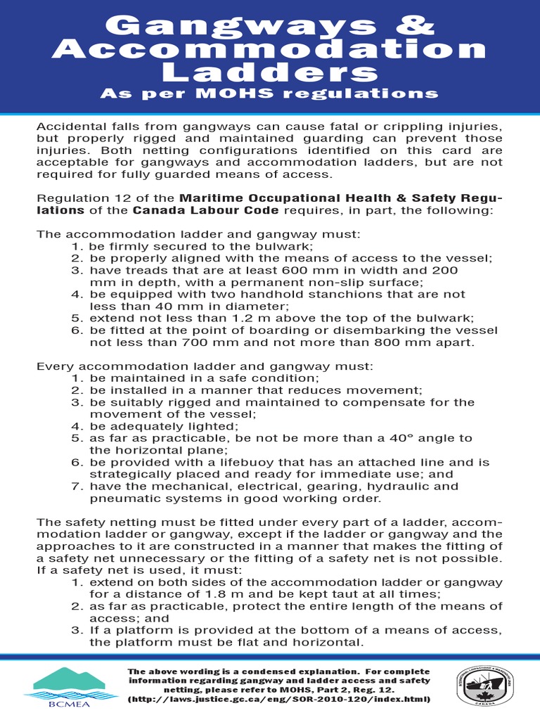 As Per MOHS Regulations: Lations of The Canada Labour Code Requires, in ...