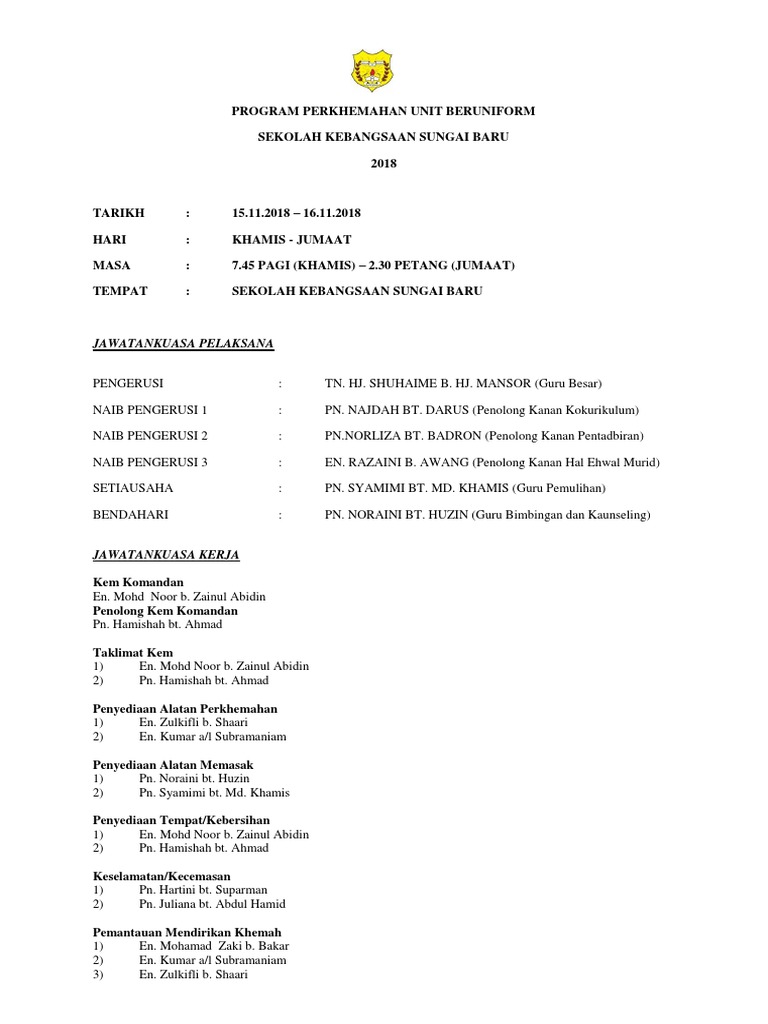 Program Perkhemahan Unit Beruniform | PDF
