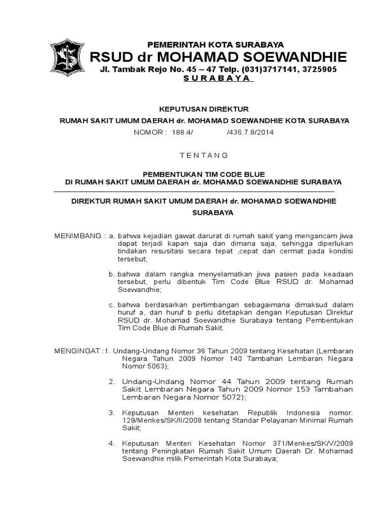 SK Code Blue | PDF | Pengembangan Diri | Kesehatan Holistik