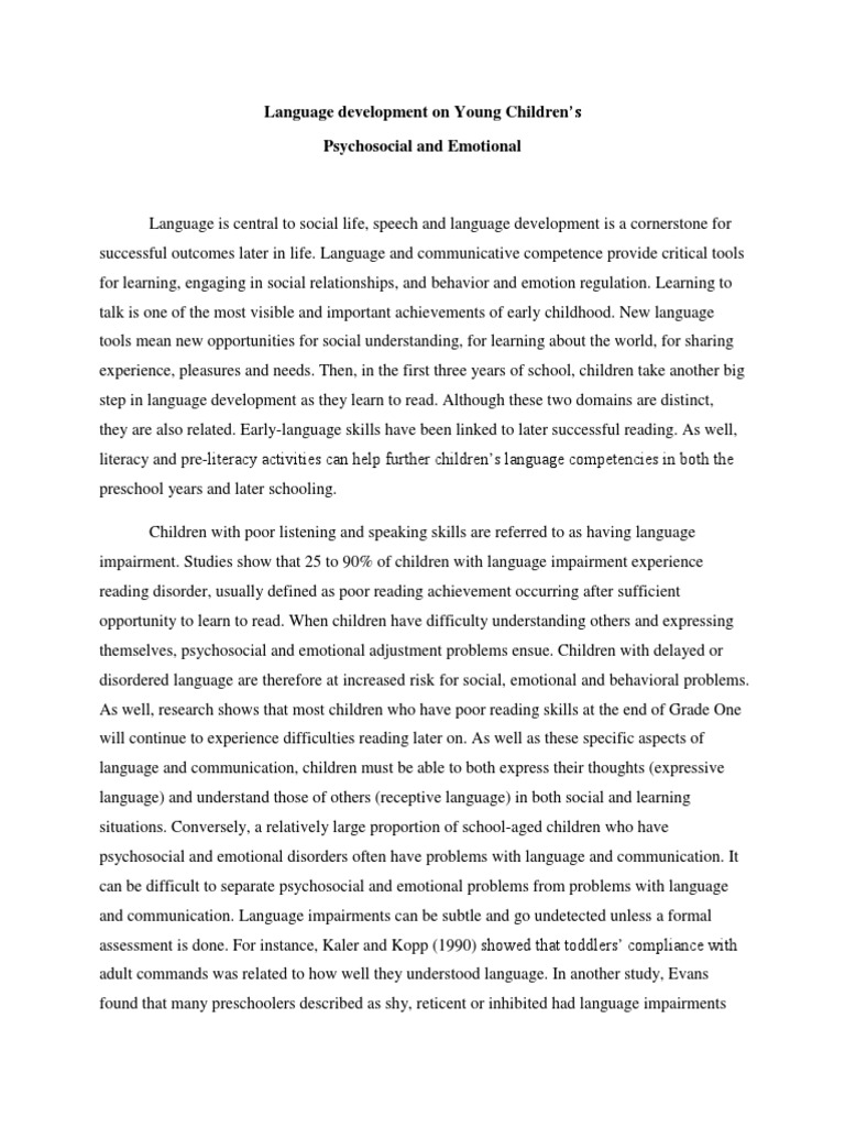 The Impact of Language Development On The Psychosocial and | PDF ...