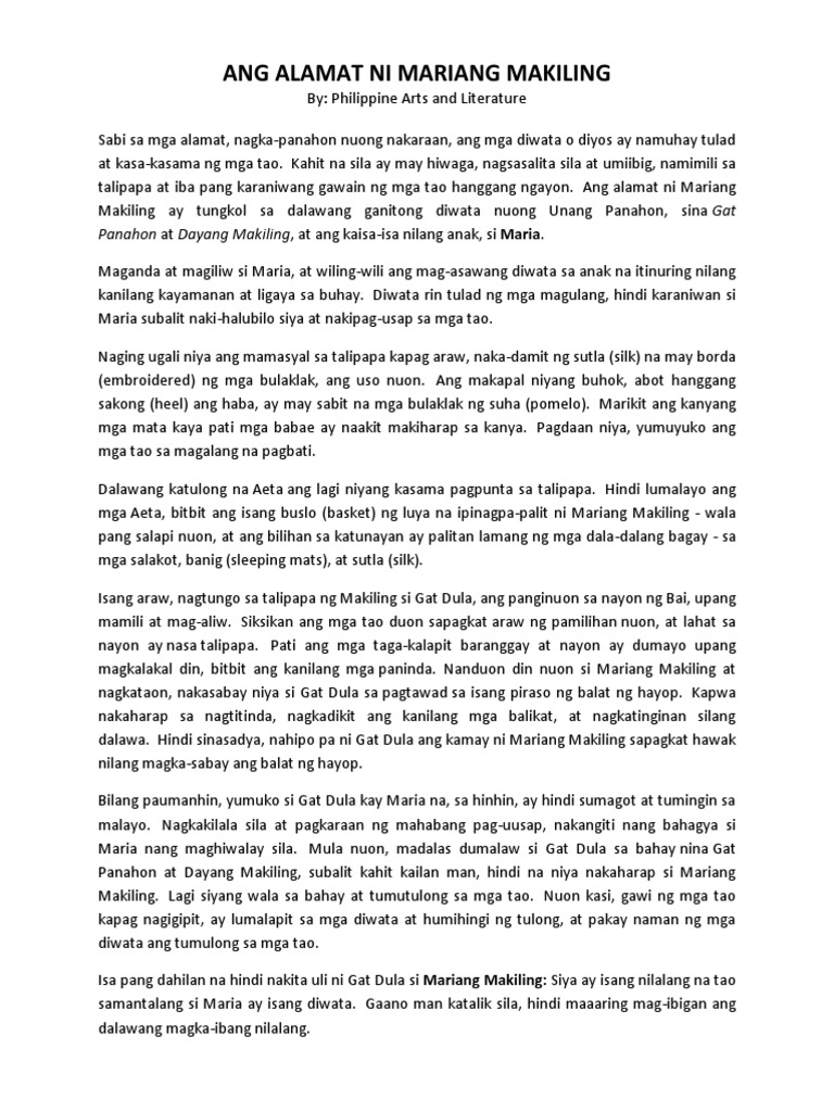 Ang Alamat Ni Mariang Makiling