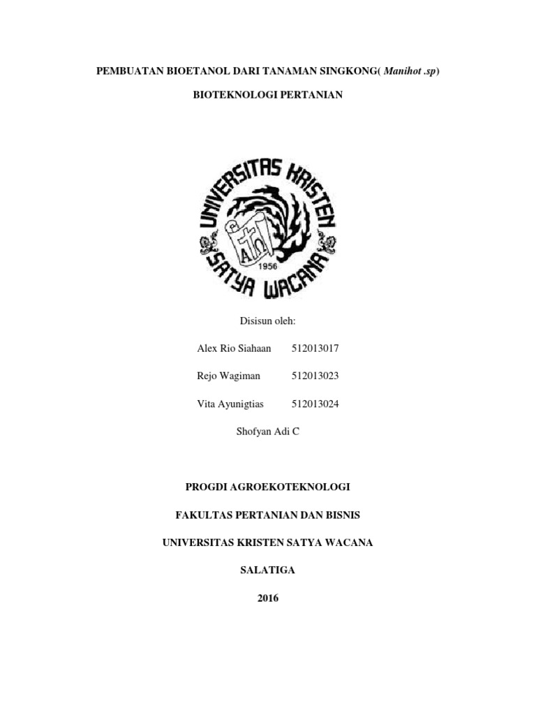 Pembuatan Bioetanol Dari Tanaman Singkong | PDF