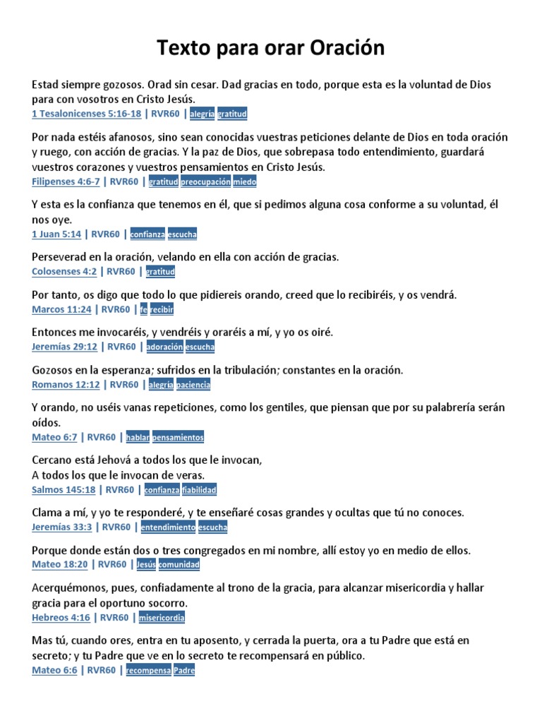Texto para Orar Oración | PDF | Oración | Creencia religiosa y doctrina