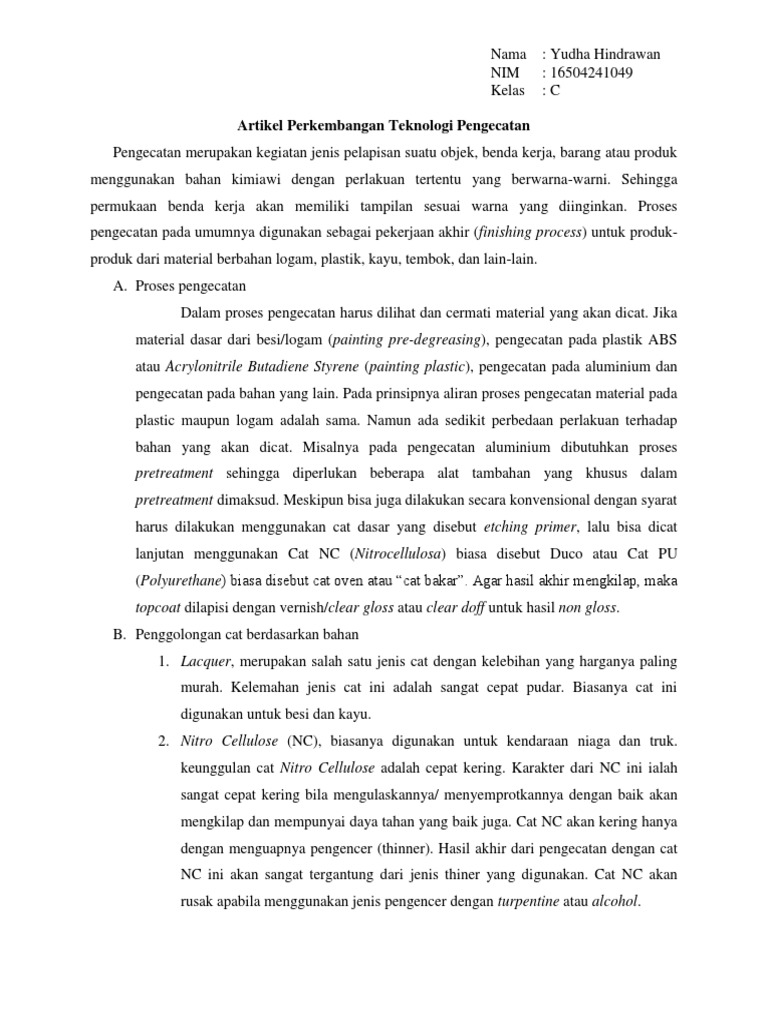 Tujuan Proses Pengecatan Logam | PDF