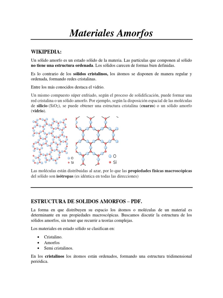 Materiales Amorfos | Sólido amorfo | Polímeros