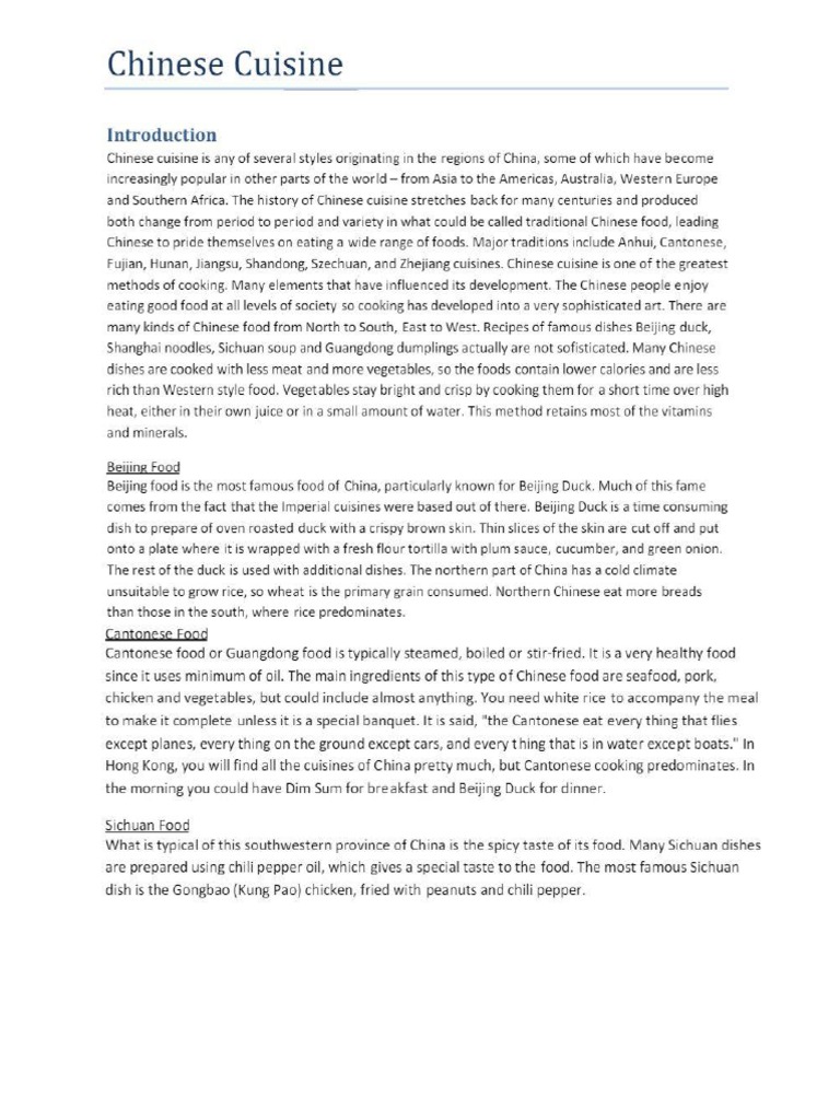 Chinese Cuisine Notes | PDF