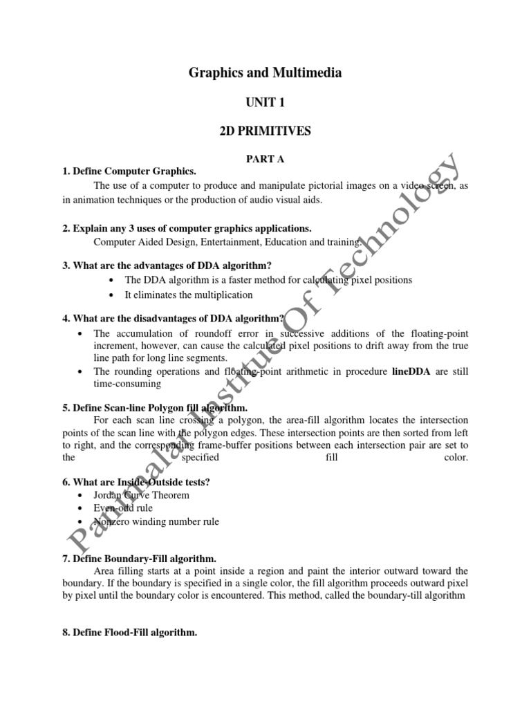 Graphics and Multimedia: Unit 1 2D Primitives | PDF | Data Compression ...