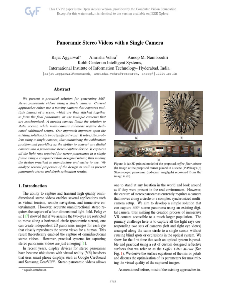 Single-Camera 360° Stereo Video Solution | PDF | Stereoscopy | Camera