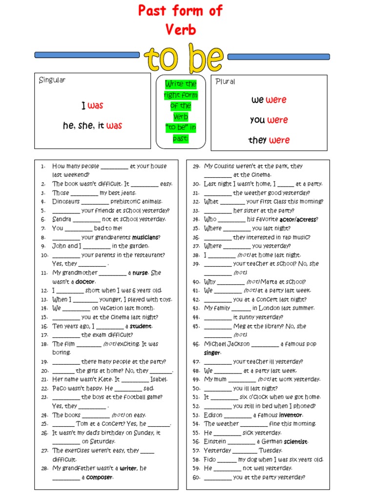 Past Simple - Verb To Be | PDF | Morphology | Language Mechanics