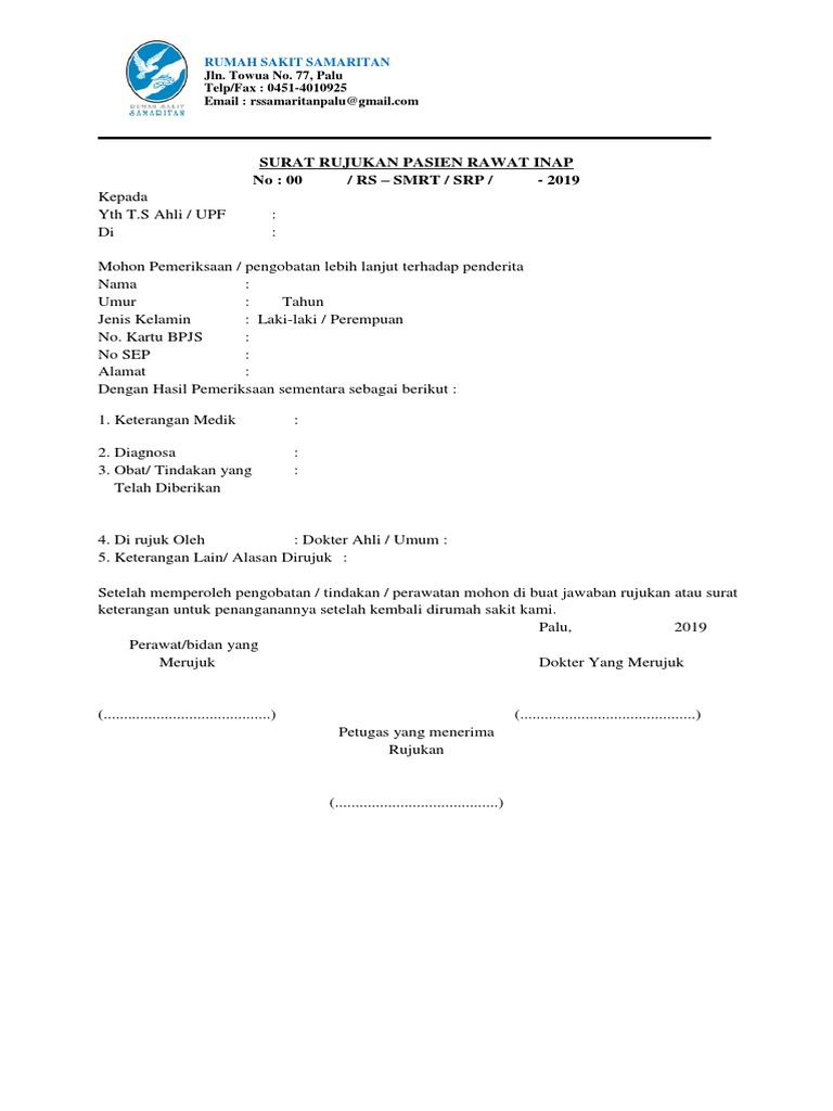 Surat Rujukan Pasien Rawat Inap | PDF