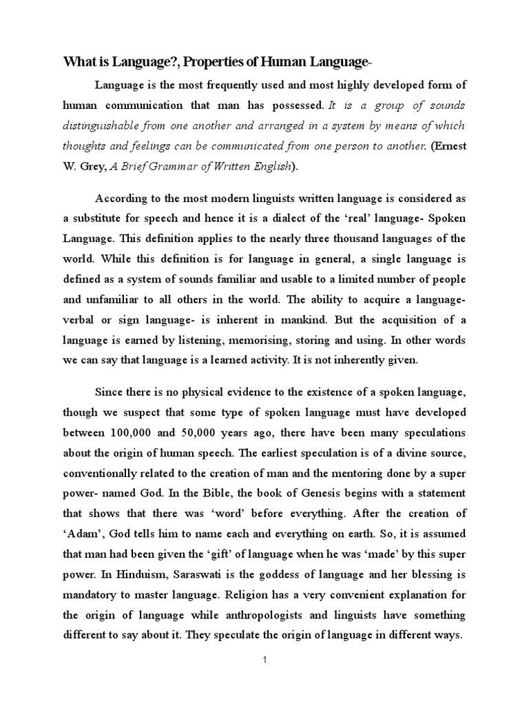 Properties of Human Language Explained | PDF | Grammar | Sanskrit