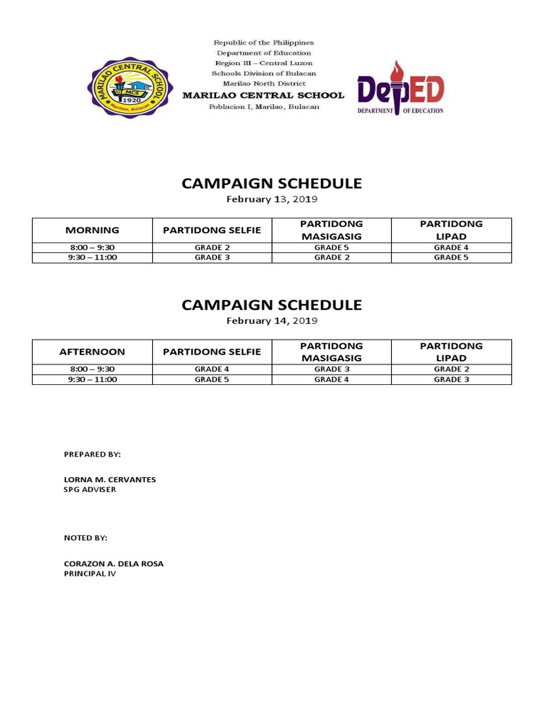 Schedule of Campaign | PDF