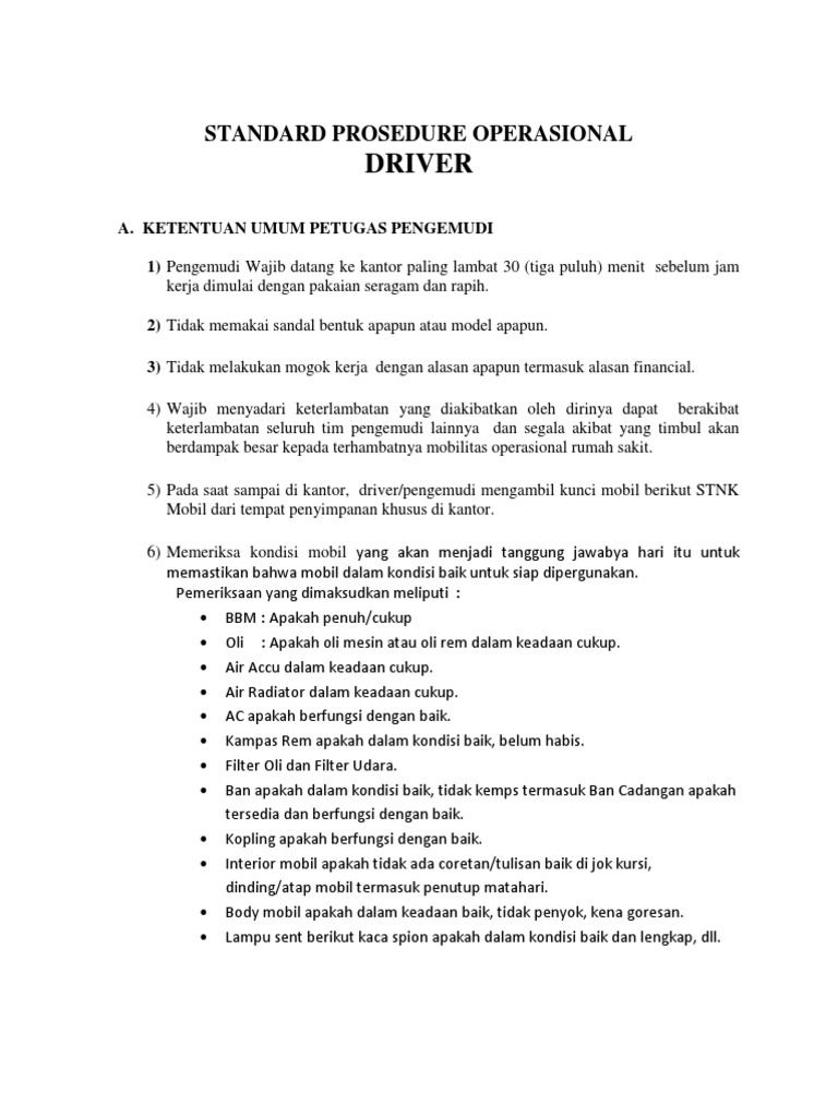 Sop Driver | PDF