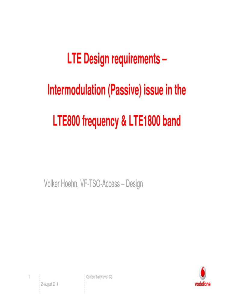 LTE Design Requirements - Intermodulation (Passive) Issue On LTE800 ...