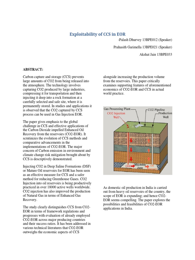 Exploitability of CCS in EOR | PDF | Carbon Capture And Storage ...