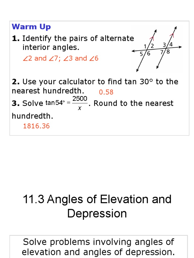 Warm Up: 1. Identify The Pairs of Alternate | Download Free PDF | Angle ...