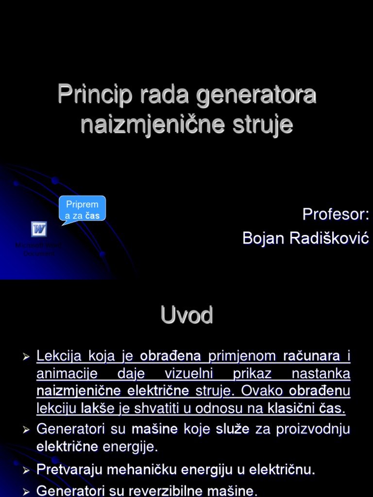 Generator Naizmjeničn Struje - Princip Rada | PDF