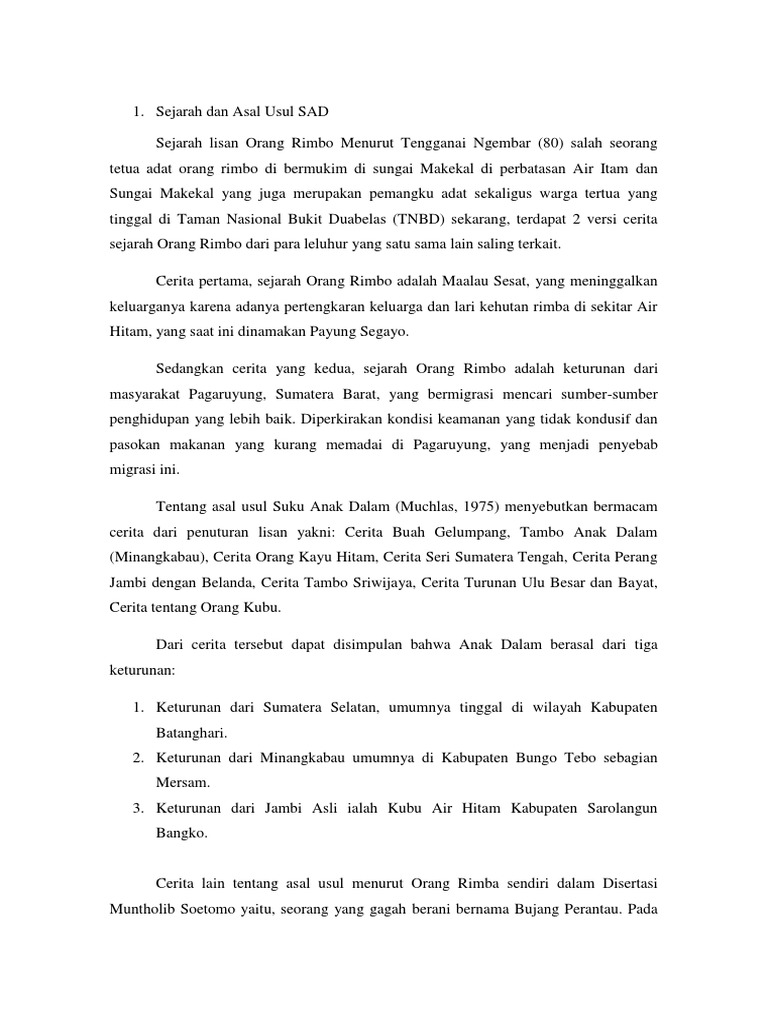 Sejarah Dan Asal Usul SAD | PDF