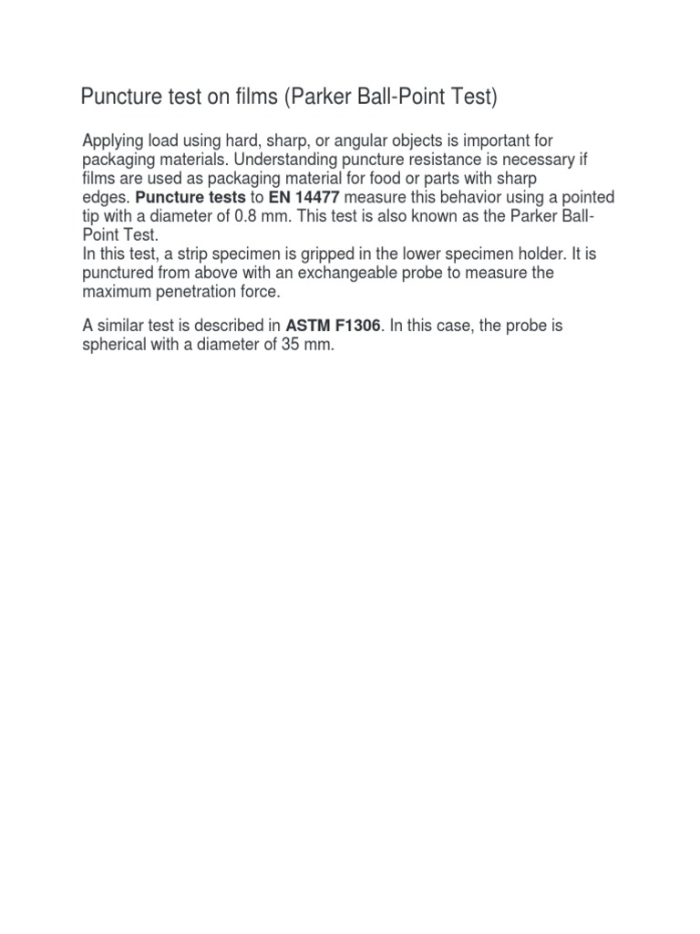 Puncture Resistance Testing Methods | PDF