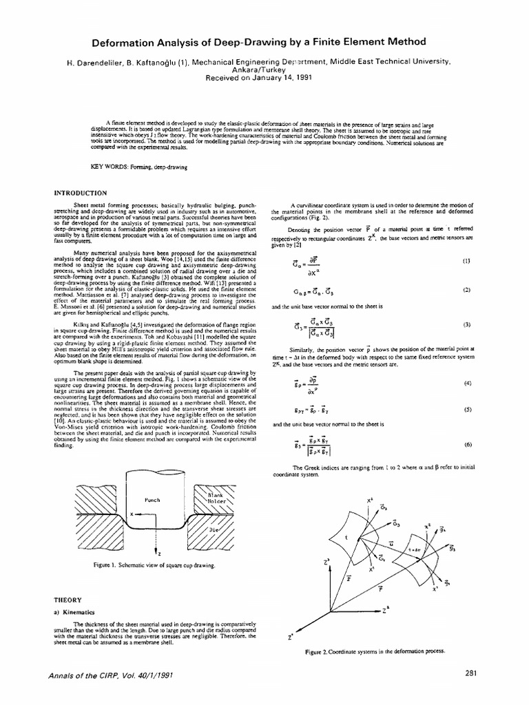 Deformation Analysis of Deep-Drawing by A Finite Element Method PDF | PDF | Stress (Mechanics ...