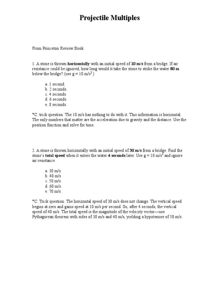 Projectile Multiples | PDF | Acceleration | Mechanical Engineering