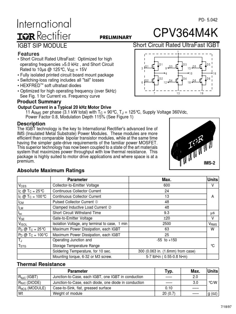 CPV 364 M 4 K | PDF | Semiconductor Devices | Electrical Components