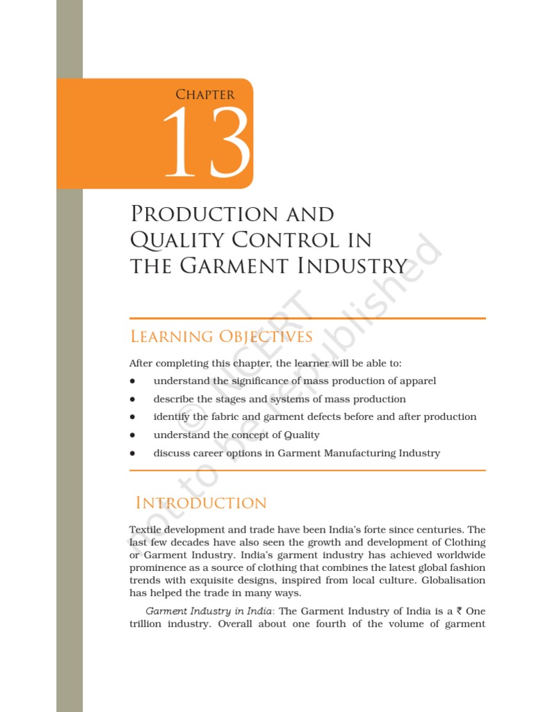 Production and Quality Control in The Garment Industry | PDF | Sewing ...