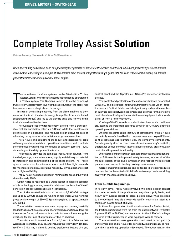Trolley Assist Systems for Haul Trucks | PDF | Electrical Substation ...