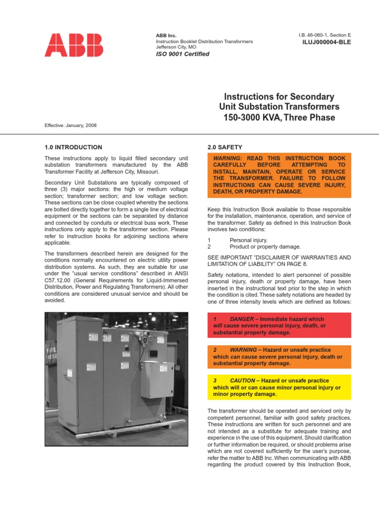 Abb Substation Instr. | PDF | Transformer | Electrical Connector