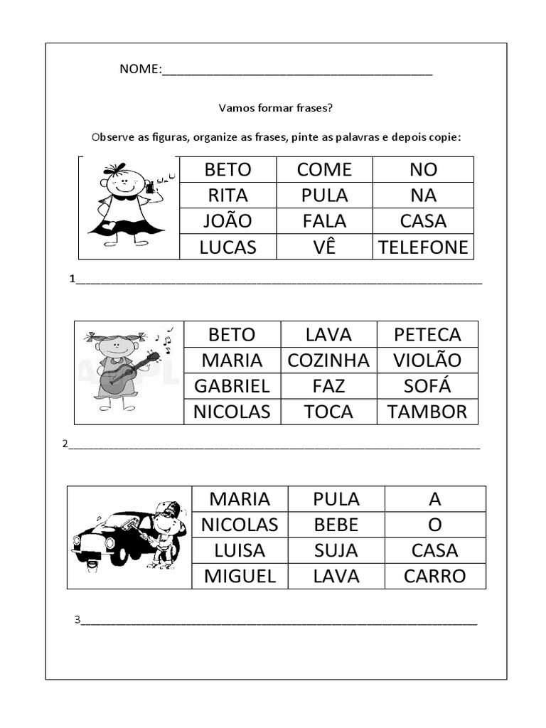 Atividade Formando Frases 19 | PDF