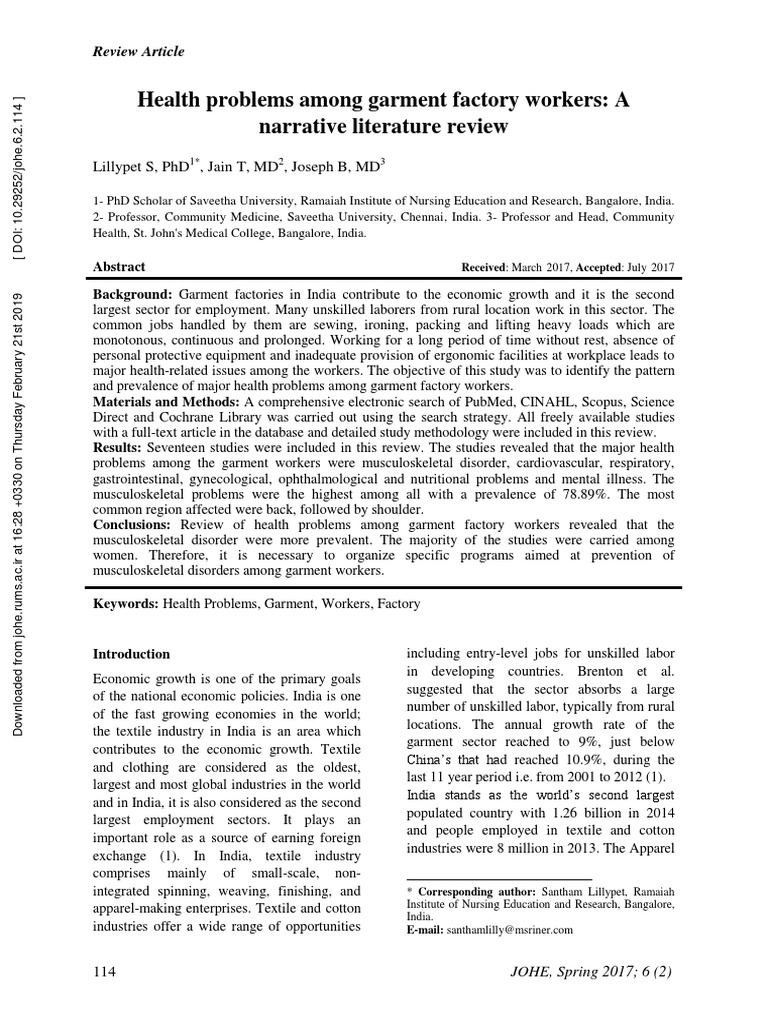 Health Issues in Garment Factory Workers | PDF | Employment | Sewing