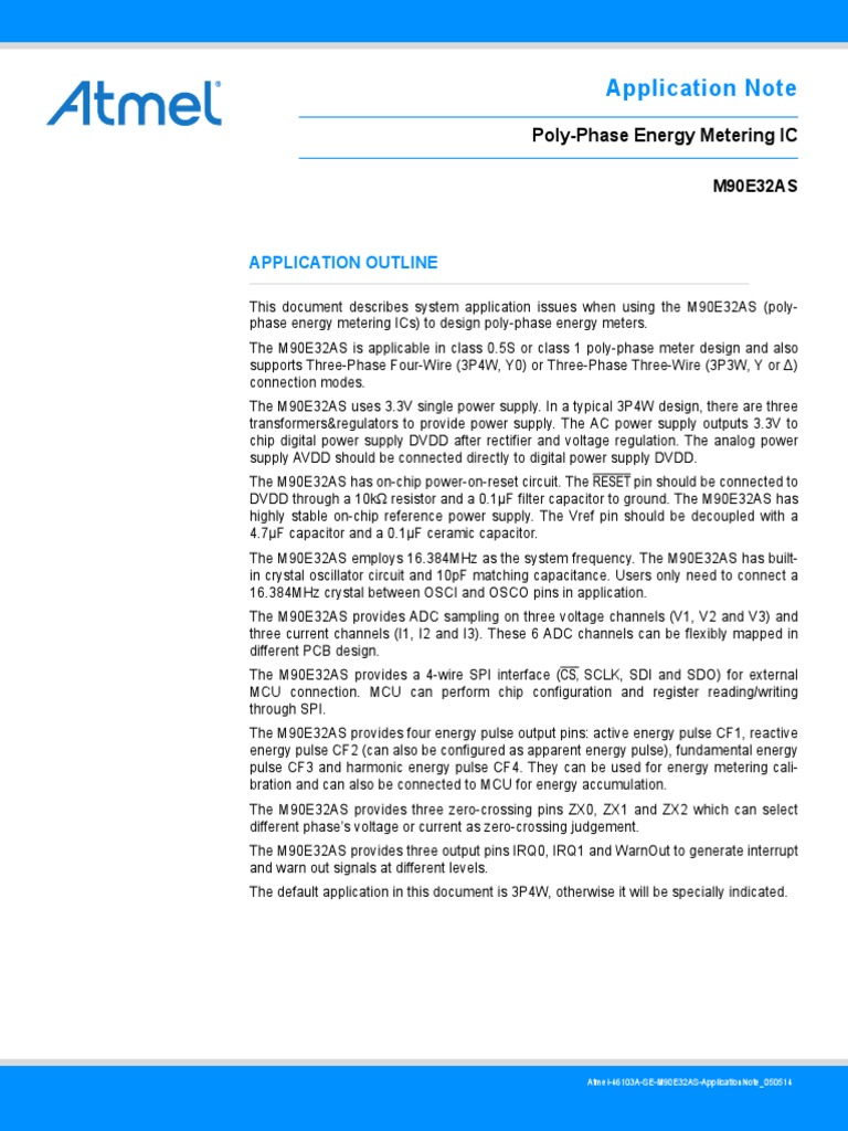 Atmel 46103 SE M90E32AS ApplicationNote | PDF | Power Supply | Capacitor