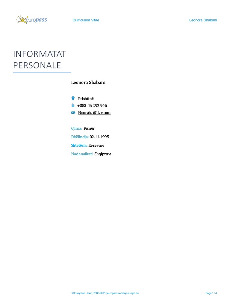 Leonora Shabani CV | PDF