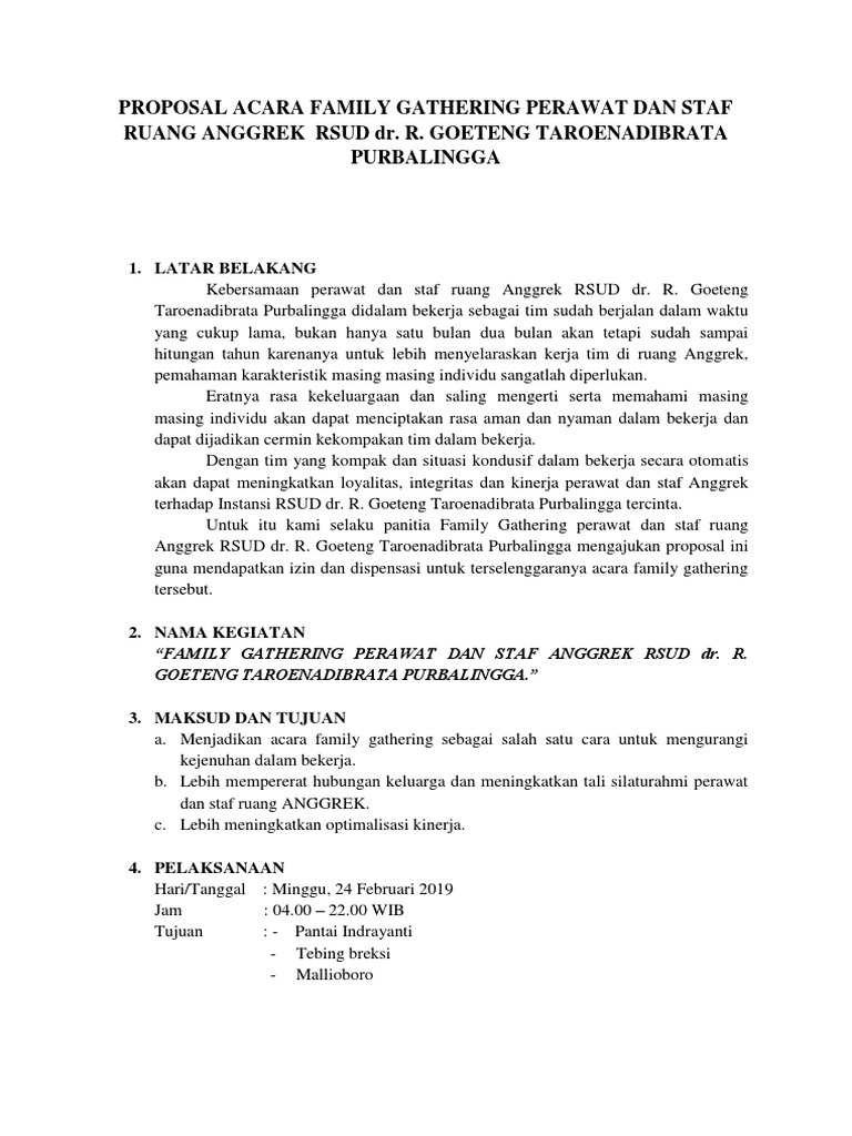 Proposal Acara Family Gathering Anggrek | PDF