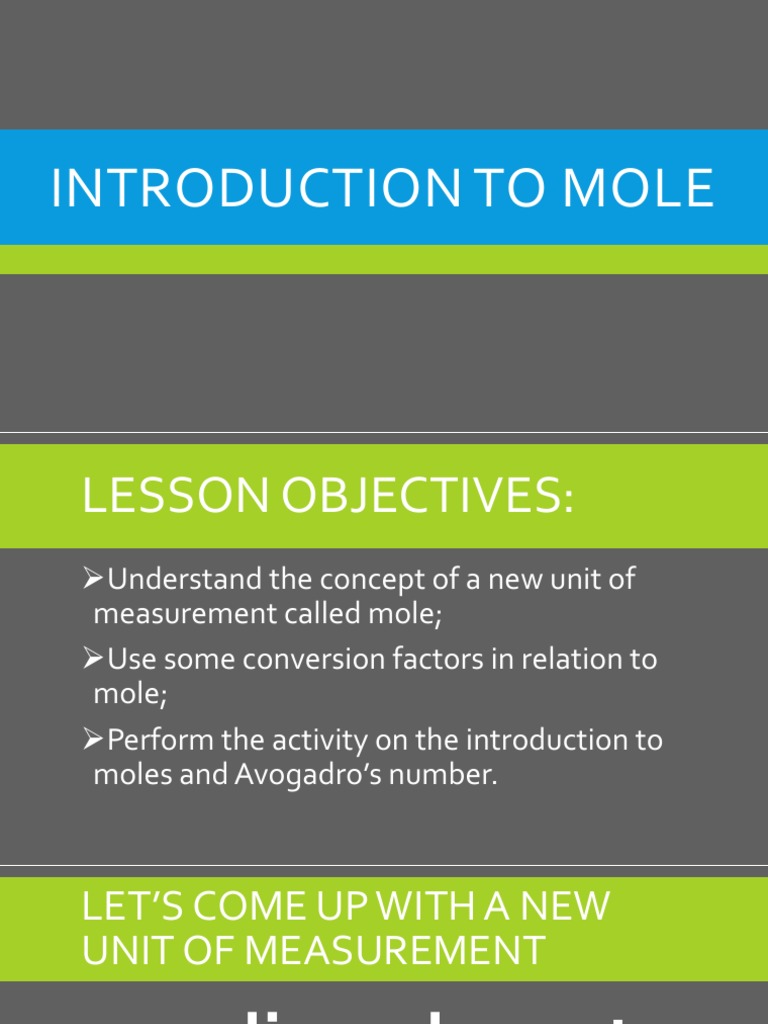 Introduction To Mole | PDF | Mole (Unit) | Atoms