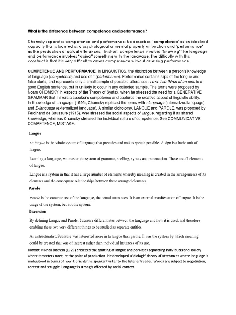 What Is The Difference Between Competence and Performance | PDF | Human ...