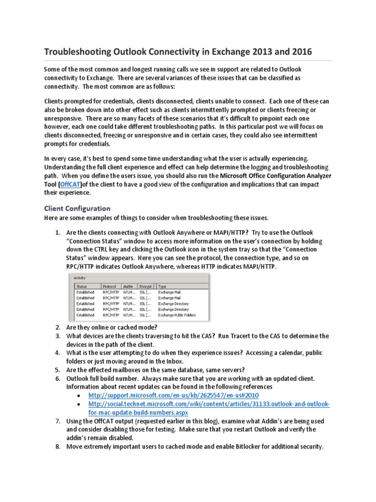 Outlook Connectivity Fix Guide | PDF | Microsoft Exchange Server ...