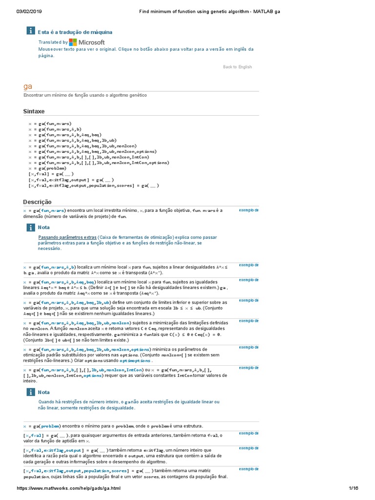 Find Minimum of Function Using Genetic Algorithm - MATLAB Ga | PDF ...