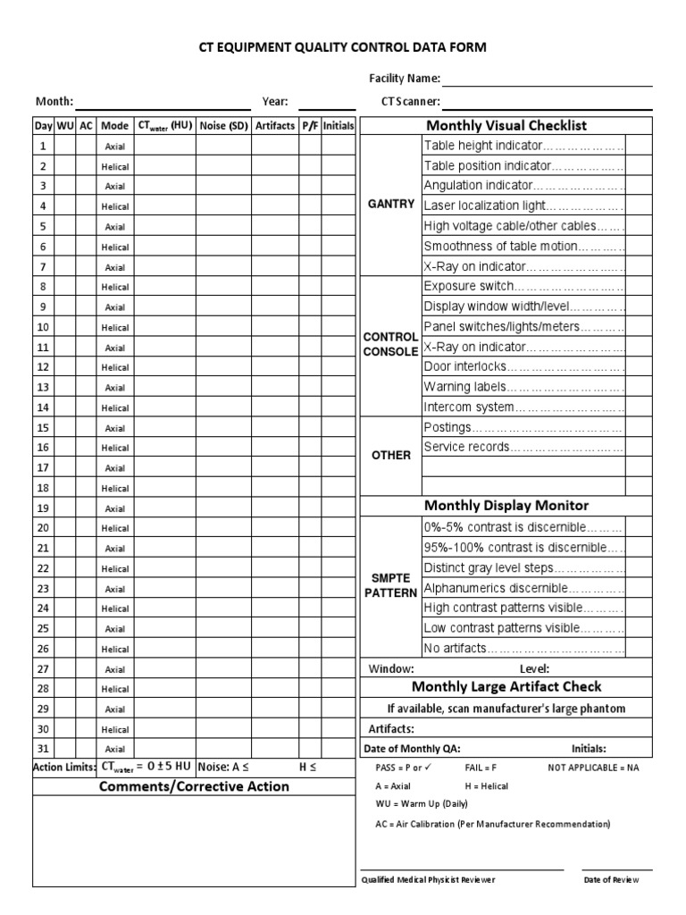 CT QC Form | PDF | Ct Scan | Imaging