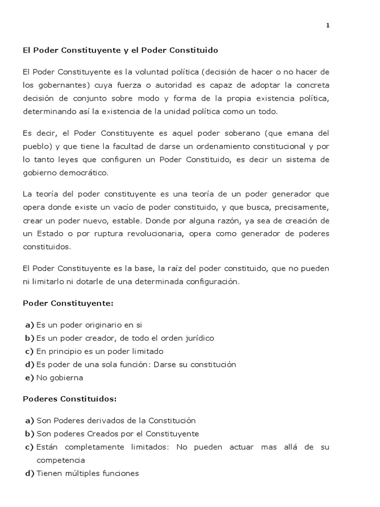 El Poder Constituyente y El Poder Constituido | PDF | Constitución ...