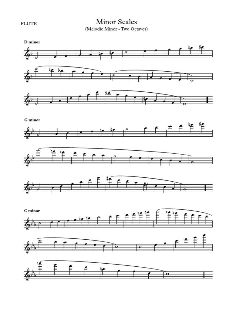Minor Scales for Flute: Two Octaves | PDF