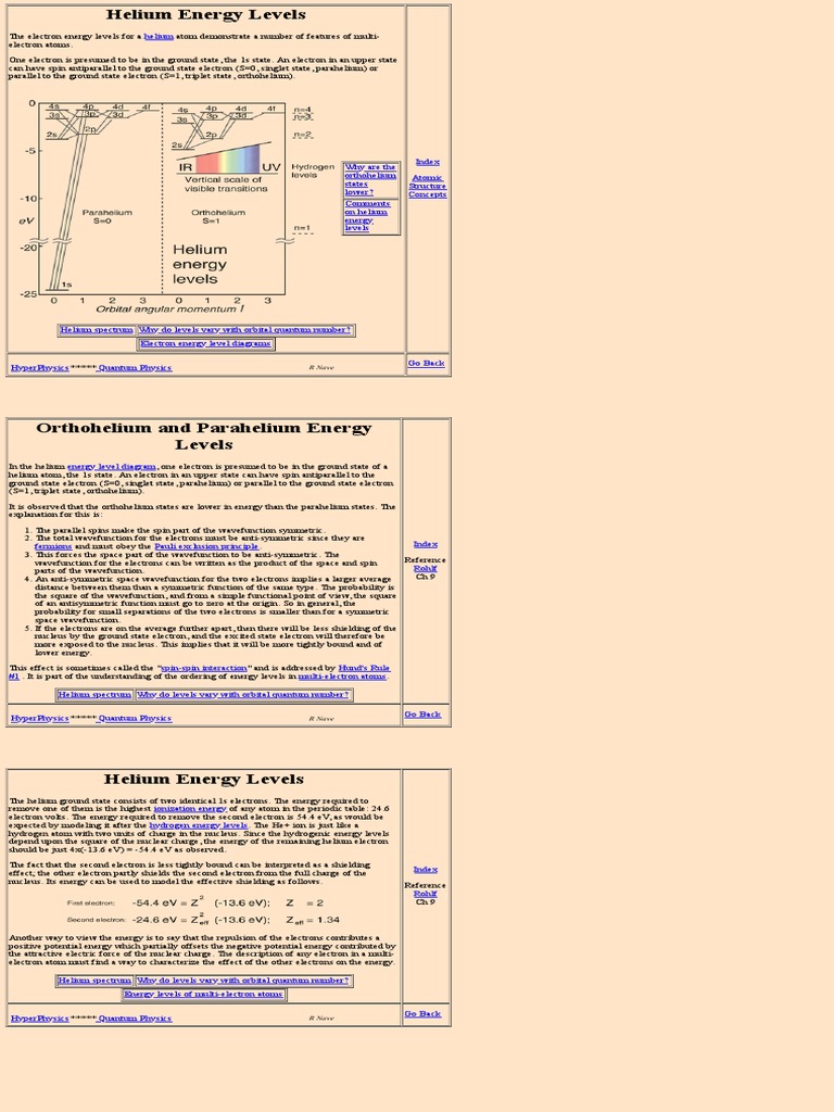 Helium Energy Levels | PDF | Energy Level | Atomic Orbital