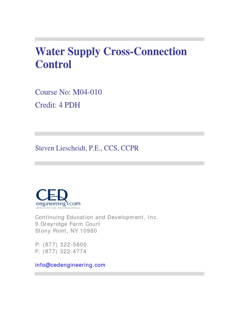 Water Supply Cross-Connection Control | PDF | Plumbing | Drinking Water