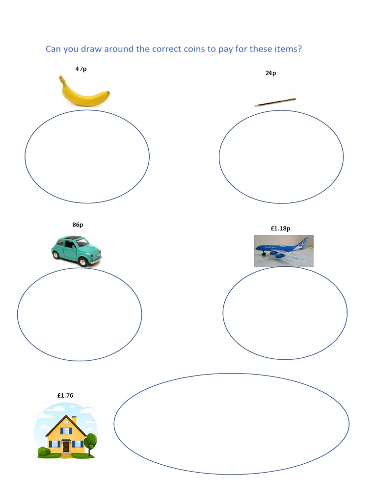 Can You Draw Around The Correct Coins To Pay For These Items? | PDF