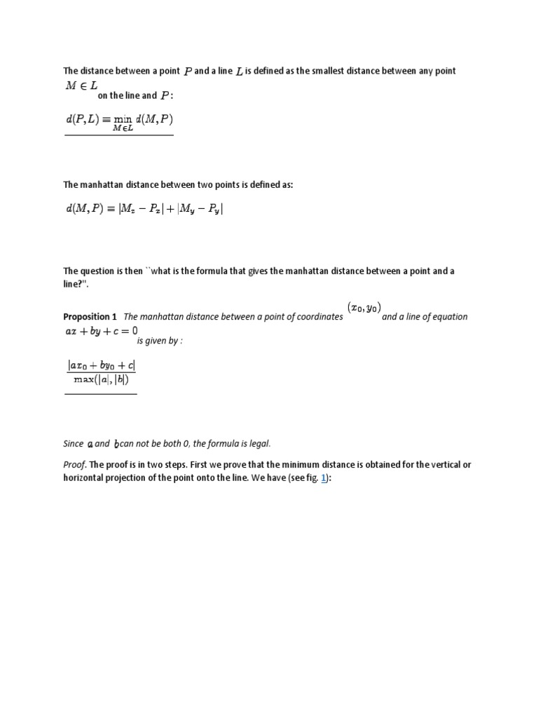 Manhattan Distance to a Line Formula | PDF