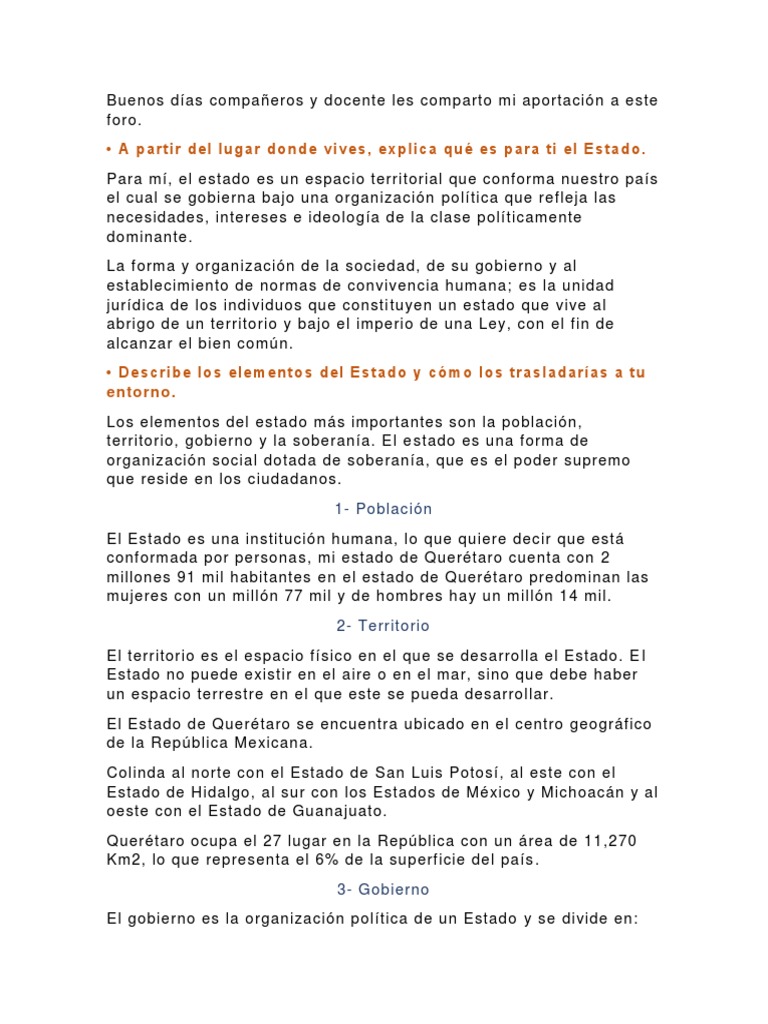 Act1 Foro Elementos Del EDO | PDF | Soberanía | Estado (política)