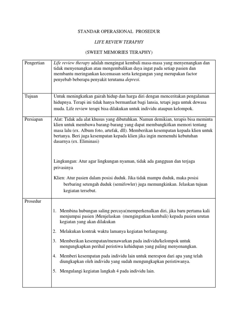 Sop Terapi Life Review | PDF