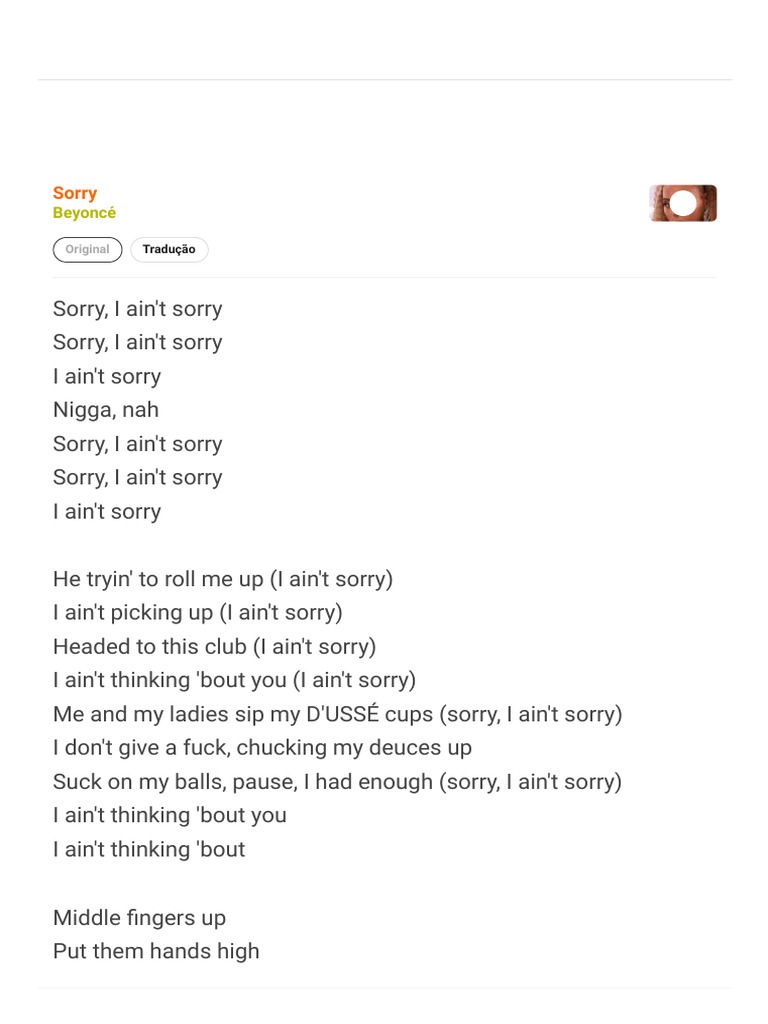 Sorry - Beyoncé | PDF | Contemporary R&B | Song Recordings